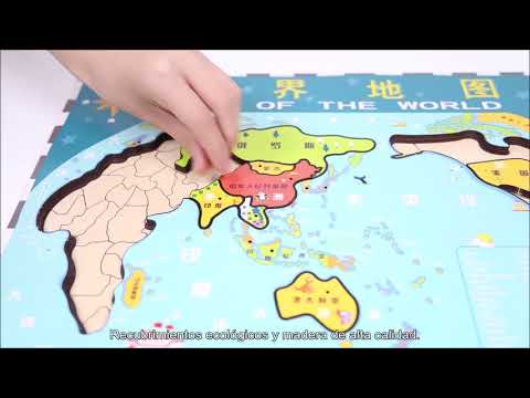 Mapa del mundo de juguetes de madera para niños