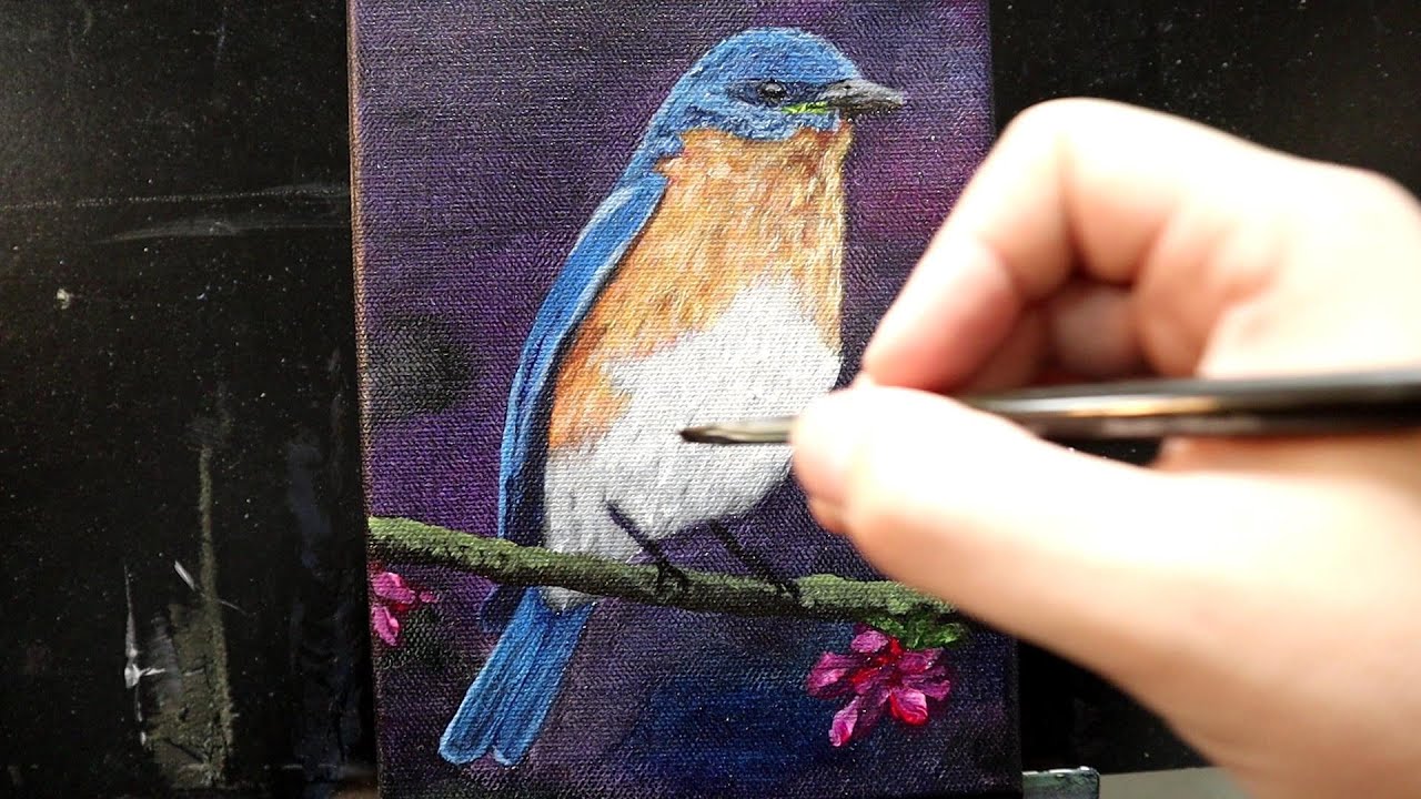 Simple Blue Bird Acrylic Painting Tutorial #bluebird #art #acrylicpainting