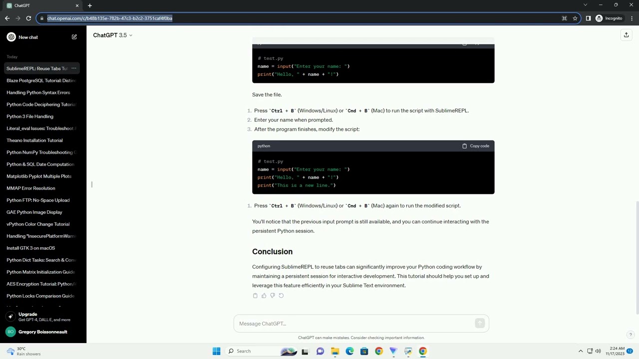 Re use tab when running python code with SublimeREPL
