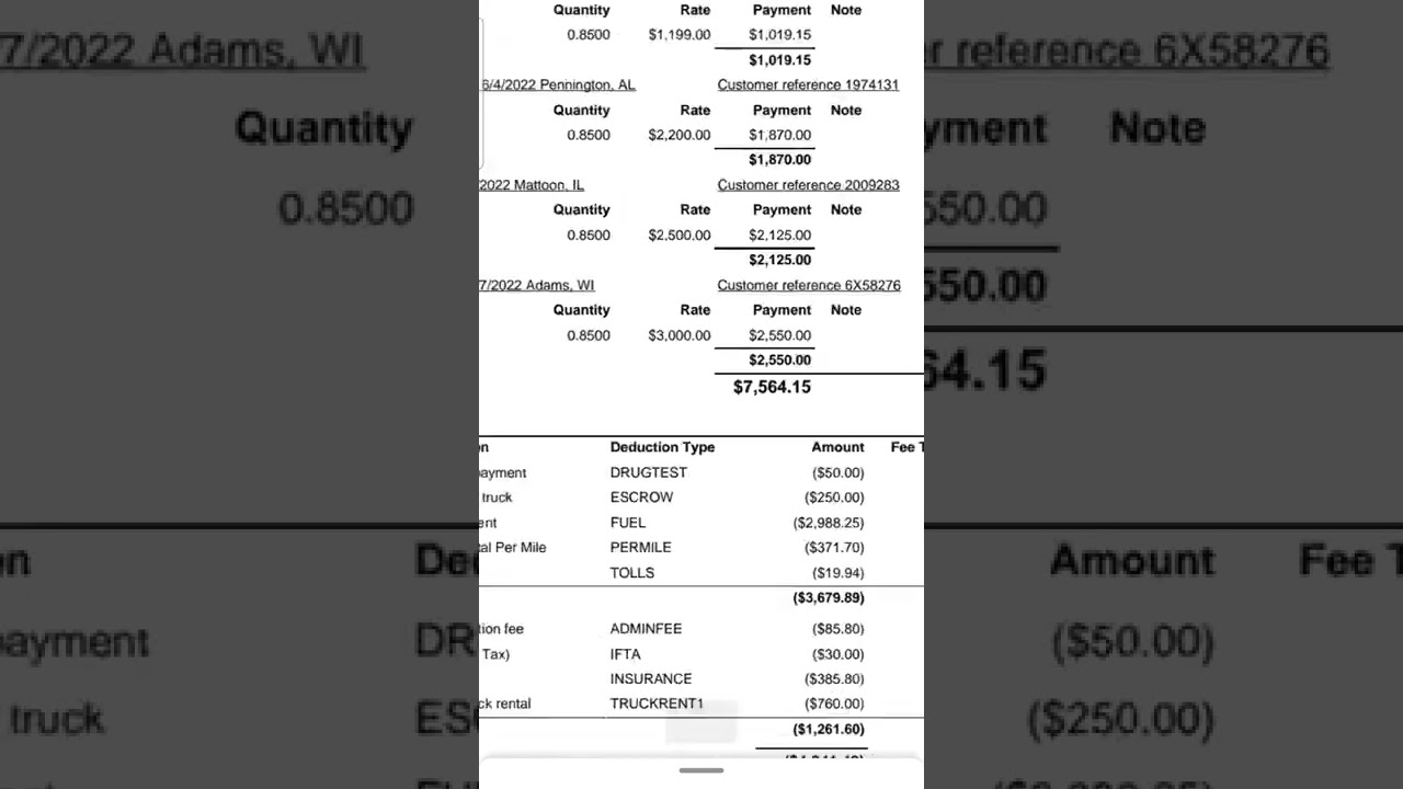 truck driver pay stub.