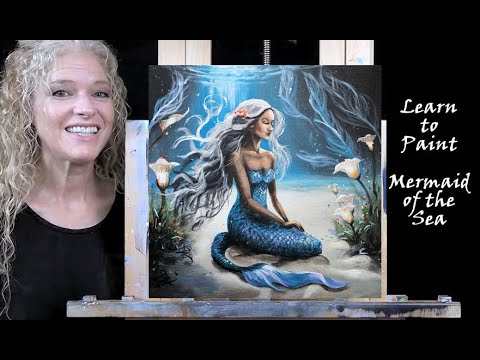 MERMAID OF THE SEA- Learn How to Draw and Paint with Acrylics-Fun Beginner Acrylic Painting Tutorial