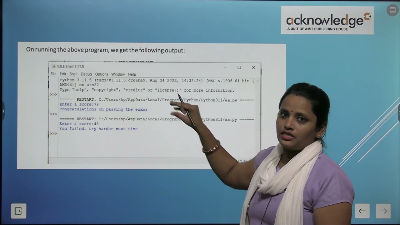 ACKNOWLEDGE COMPUTER CLASS 7 CHAPTER 9 CONDITIONAL STATEMENTS IN PYTHON