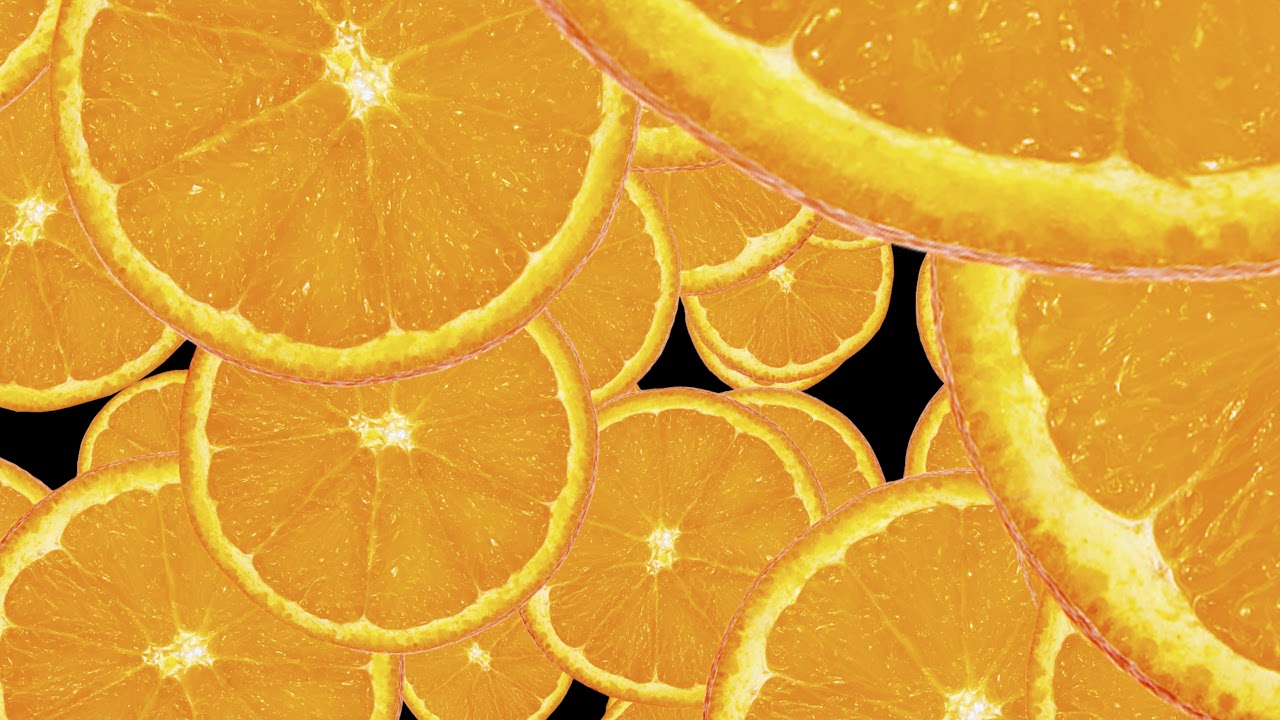 4k - HD - Oranges In 3d Space. Orange Slices Animation. No copyright. Stock Video.