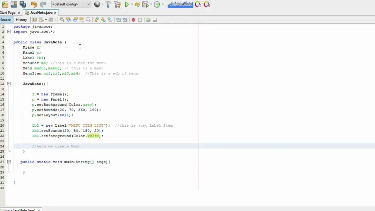 Integrative Programming and Technologies - Java AWT Menu