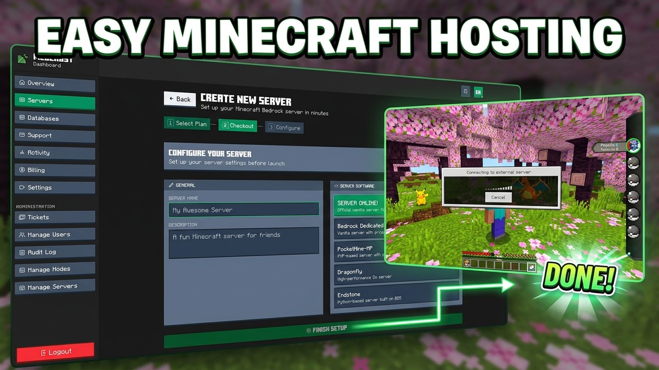 McbeHost.com Demo/Showcase | Host PokeBedrock for Free!