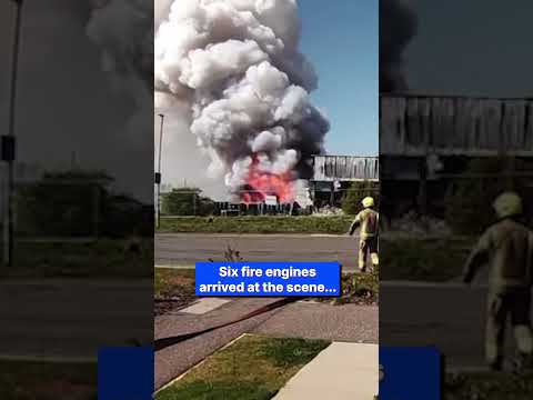 Dramatic moment battery recycling centre explodes causing chaos
