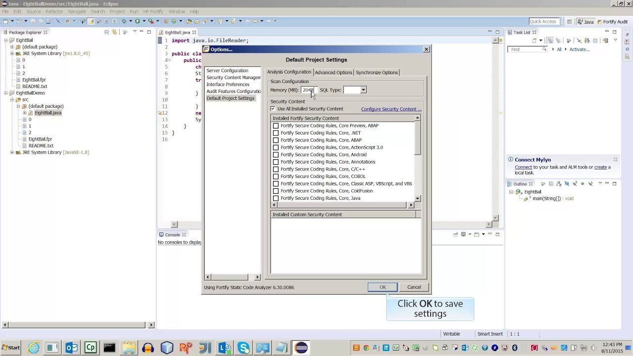 Allocating Memory for SCA Eclipse Plugin