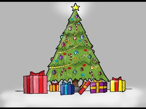 How To Draw A Christmas Tree With Presents (For Kids)