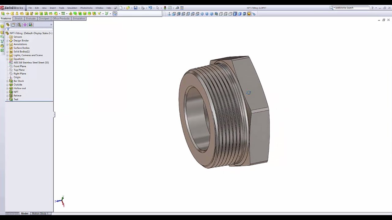 NPT threads in SolidWorks - Tutorial