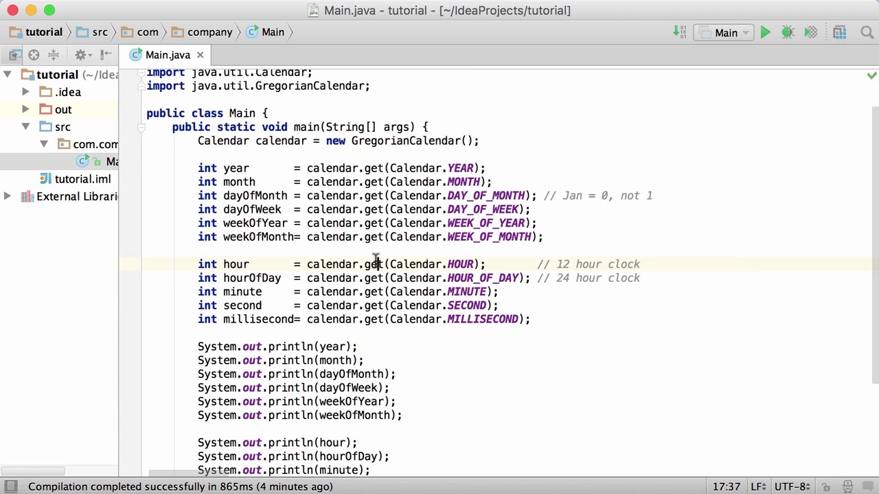 62.Java Tutorial - #62 - java.util.Calendar & GregorianCalendar