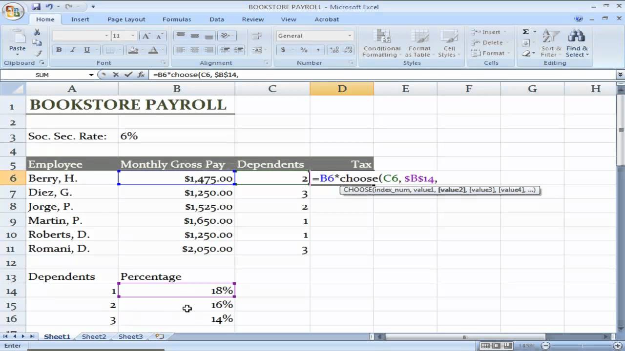 Chapter 8 Exercise 6 (Bookstore Payroll)