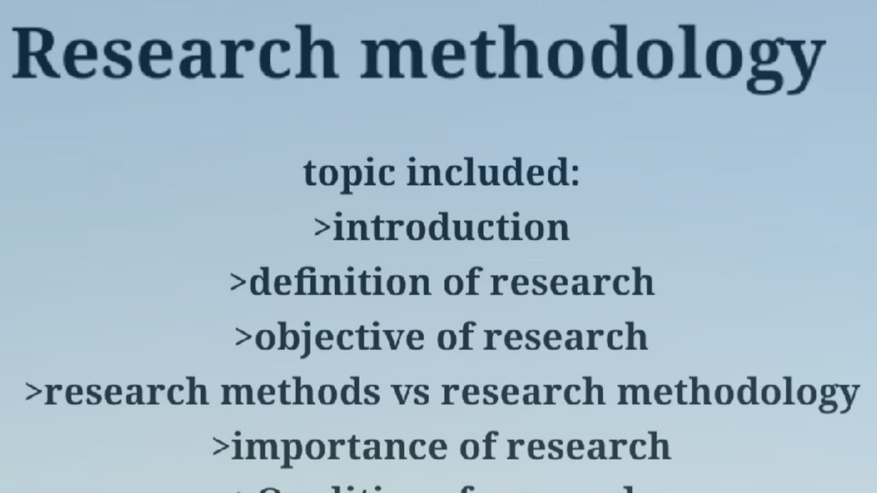 Research methodology chapter 1