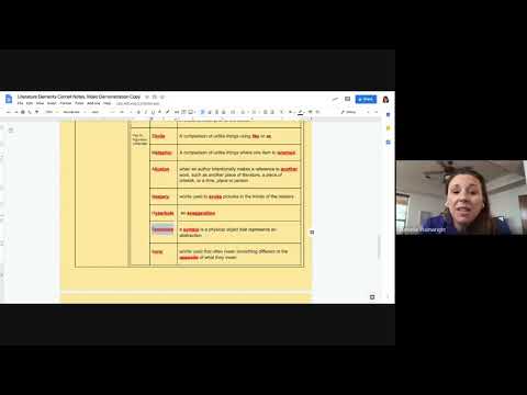 Literary Elements Cornell Notes Demonstration Part 4 Figurative Language