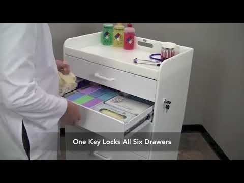 51046 White Polyethylene Locking 6 Drawer Procedure Cart: 31 x 48 x 20 inches WHD