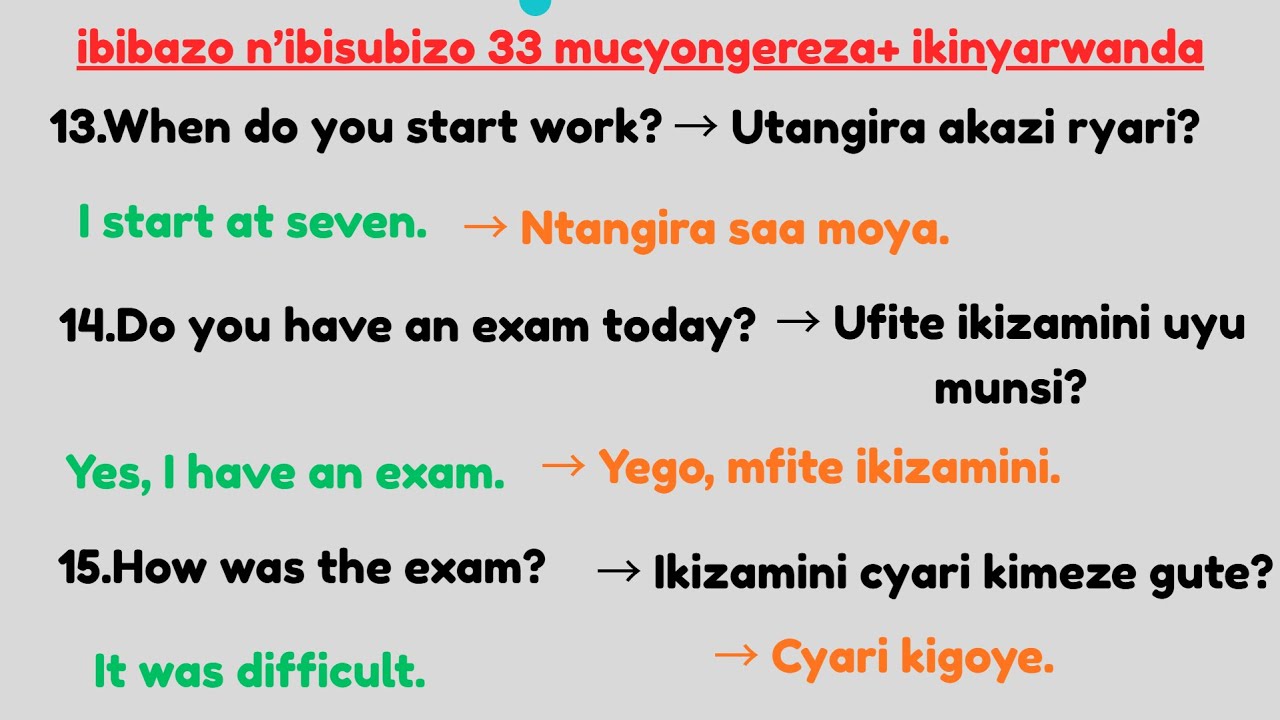 ibibazo n'ibisubizo 33 ugomba kuba uzi.