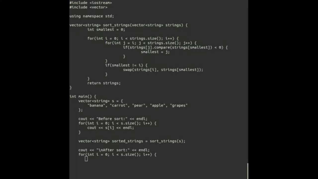 Sorting Strings: Selection Sort
