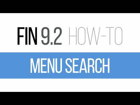FIN 9.2 How-To: Menu Search