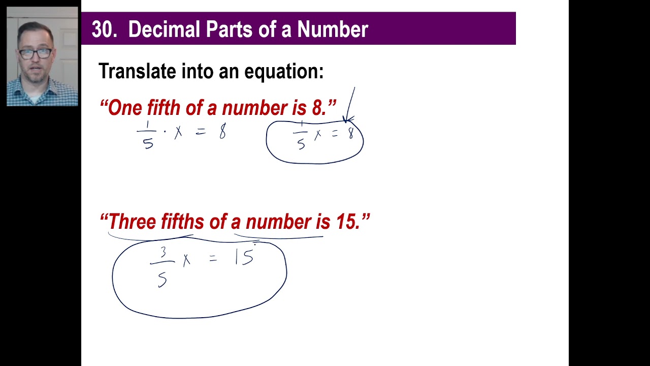 Saxon Math - Algebra 1: 3rd Edition (Lesson 30 - Algebraic Phrases, Decimal Parts of a Number)