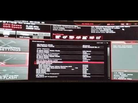 intel core i7 14700K UEFI CLICK BIOS 5 MSI MAG Z790. Personal under volt settings.