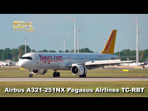 Airbus A321-251NX from Pegasus Airlines TC-RBT arrival at Munich Airport MUC EDDM