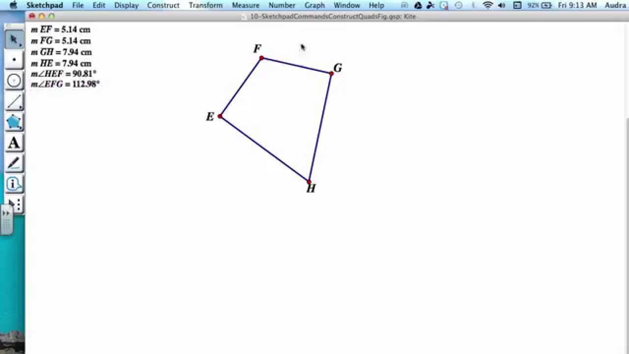 Constructing Kite Geometers Sketchpad Menu Options