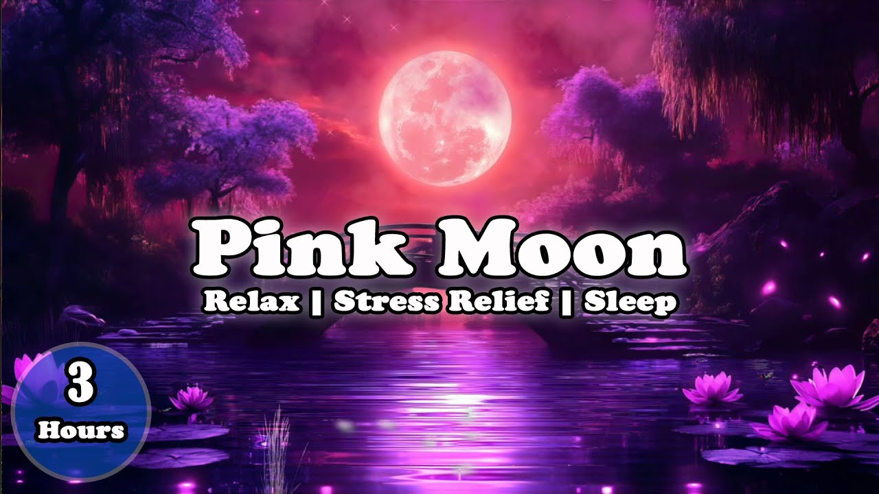 3 Hours of Relaxing Pink Moon & Water | Tranquil Music for Sleep, Meditation & Stress Relief 🌙🌊