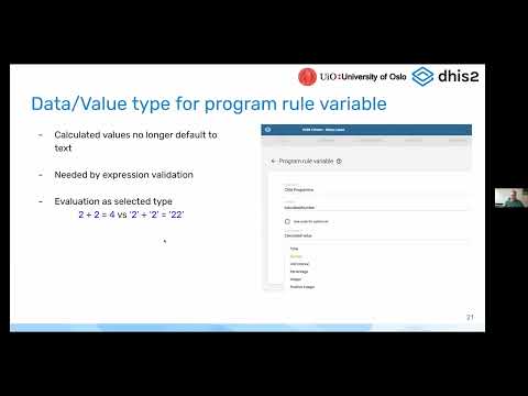 DHIS2 v2.38 Tracker: Data/Value type for Program Rule Variable