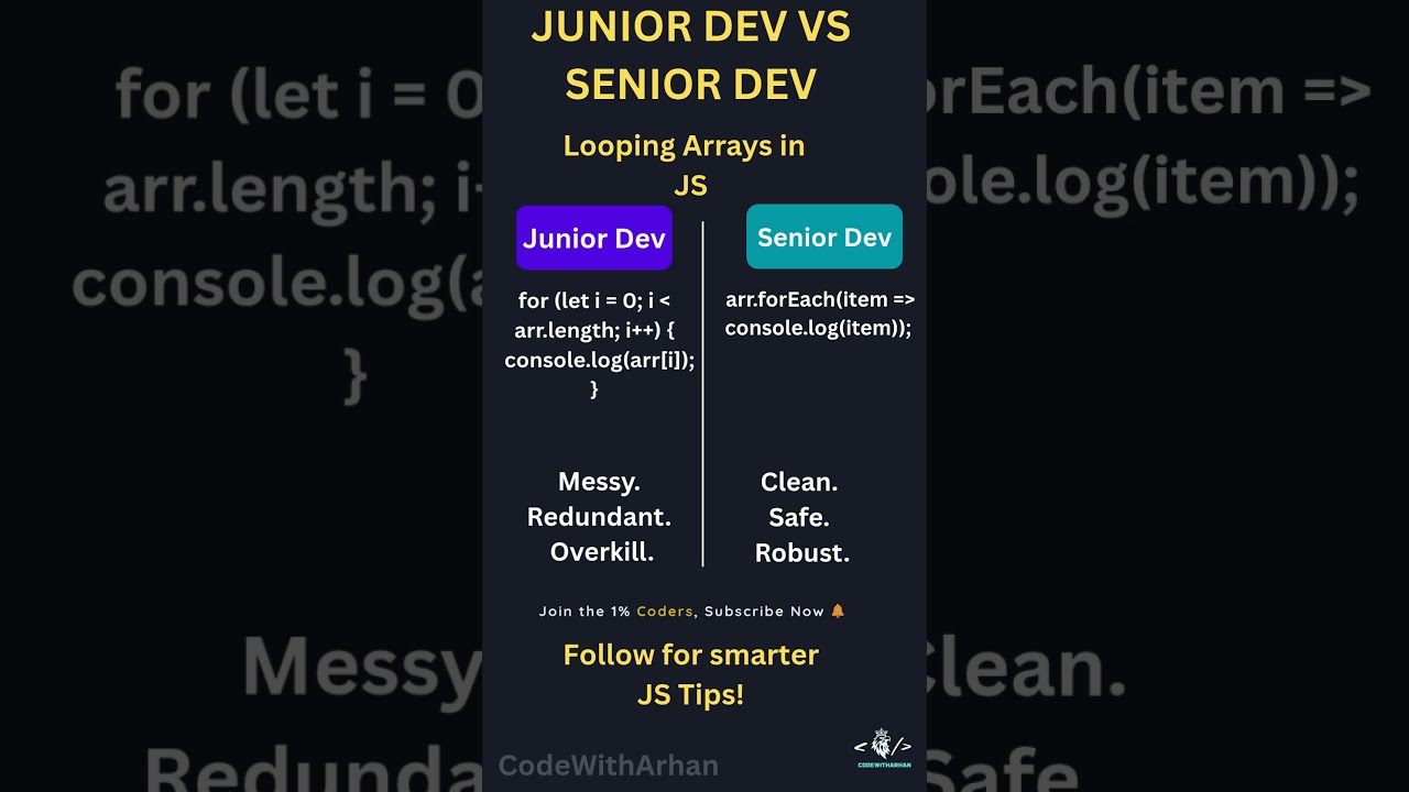 Why Senior Devs Don’t Use for Loops Anymore in JavaScript 🚀 | Junior vs Senior Dev Ep 4