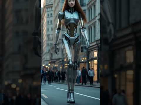 Giant Robot Girl Walks Through the City #girlai #girlrobot #girlpower #girlfriend #robot #aiart