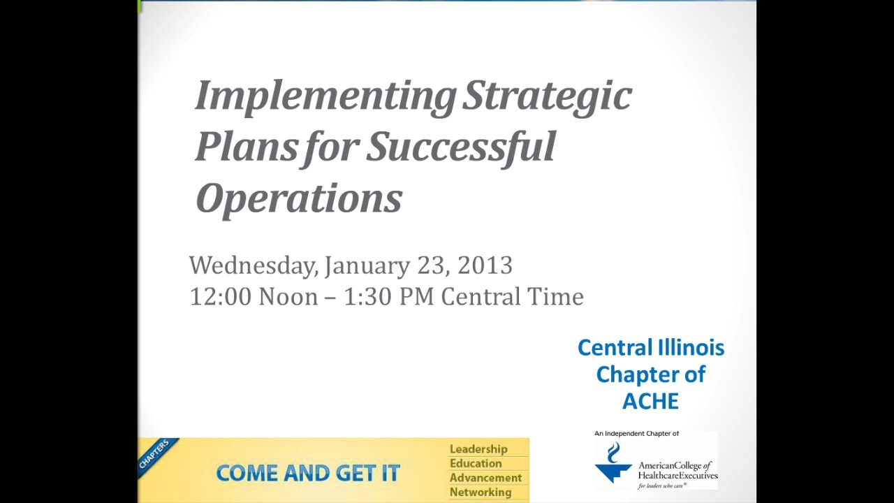 Implementing Strategic Plans for Successful Operations (VIDEO)