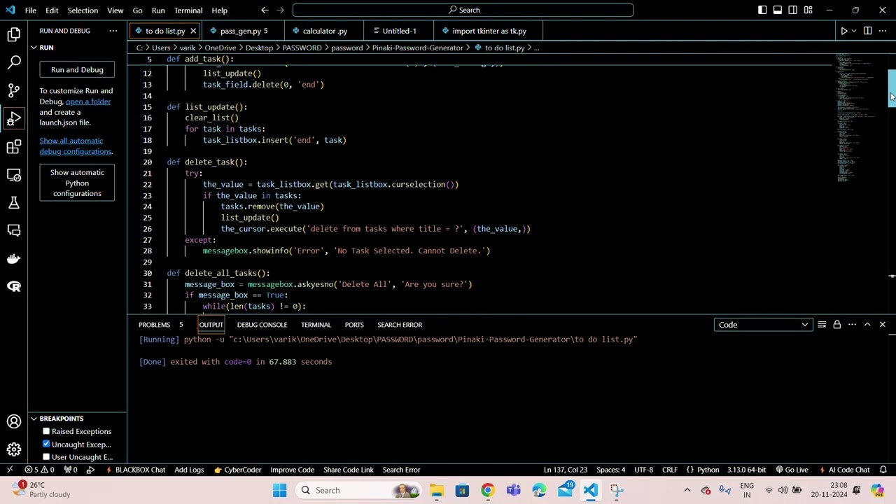 CODSOFT INTERSHIP PROJECT -1, TO-DO-LIST App PYTHON PROGRAMMING
