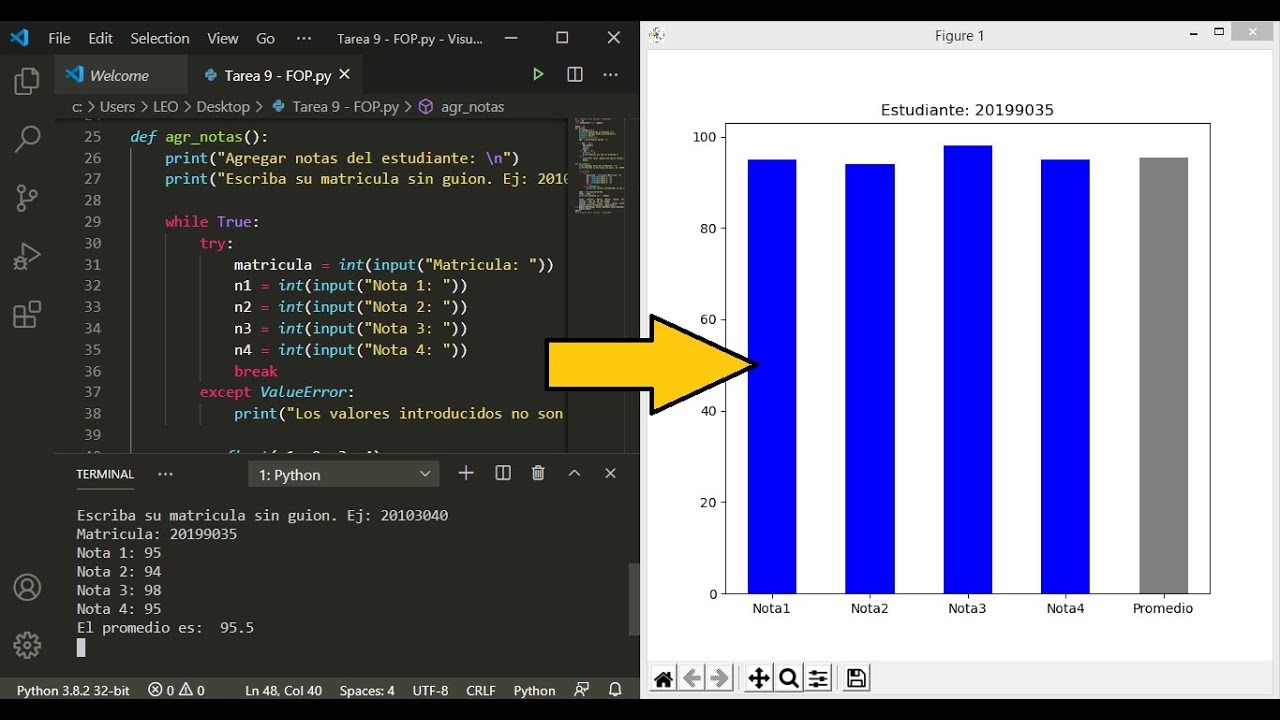 Tutorial - Python || Crear gráficas con Matplotlib a partir de 4 notas en  Python || ZRJ_Gamer7042