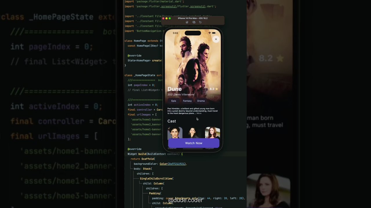 Flutter UI Animation | Online Movie Ticket Booking app UI In Flutter