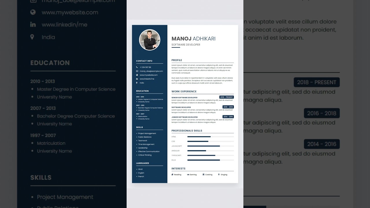 How to create a resume using Html CSS #coding #webdesign #css #resume #webdevelopment