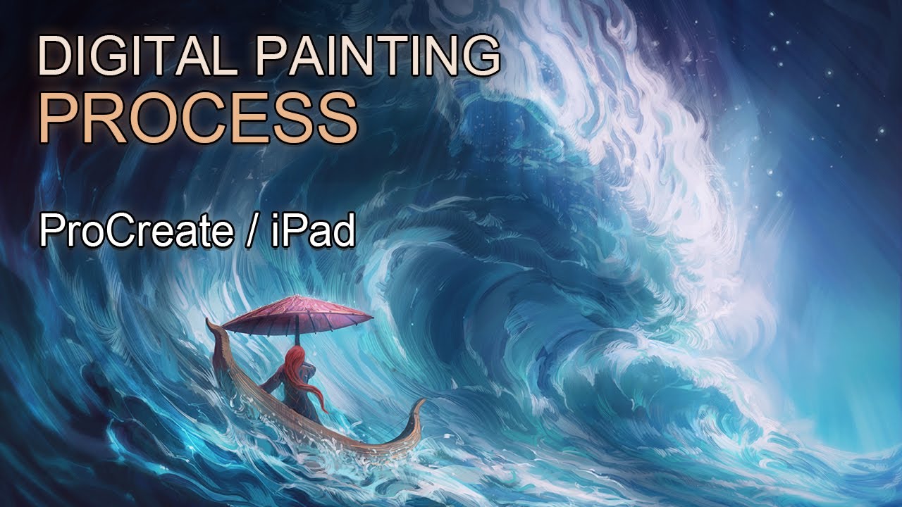 Procreate Digital Art Process - The Girl And The Sea - Timelapse