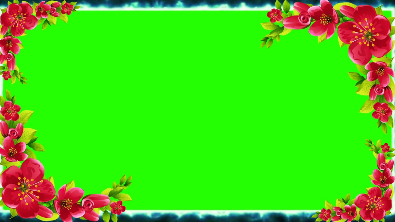 RED FLOWER GREEN SCREEN FRAME BACKGROUND