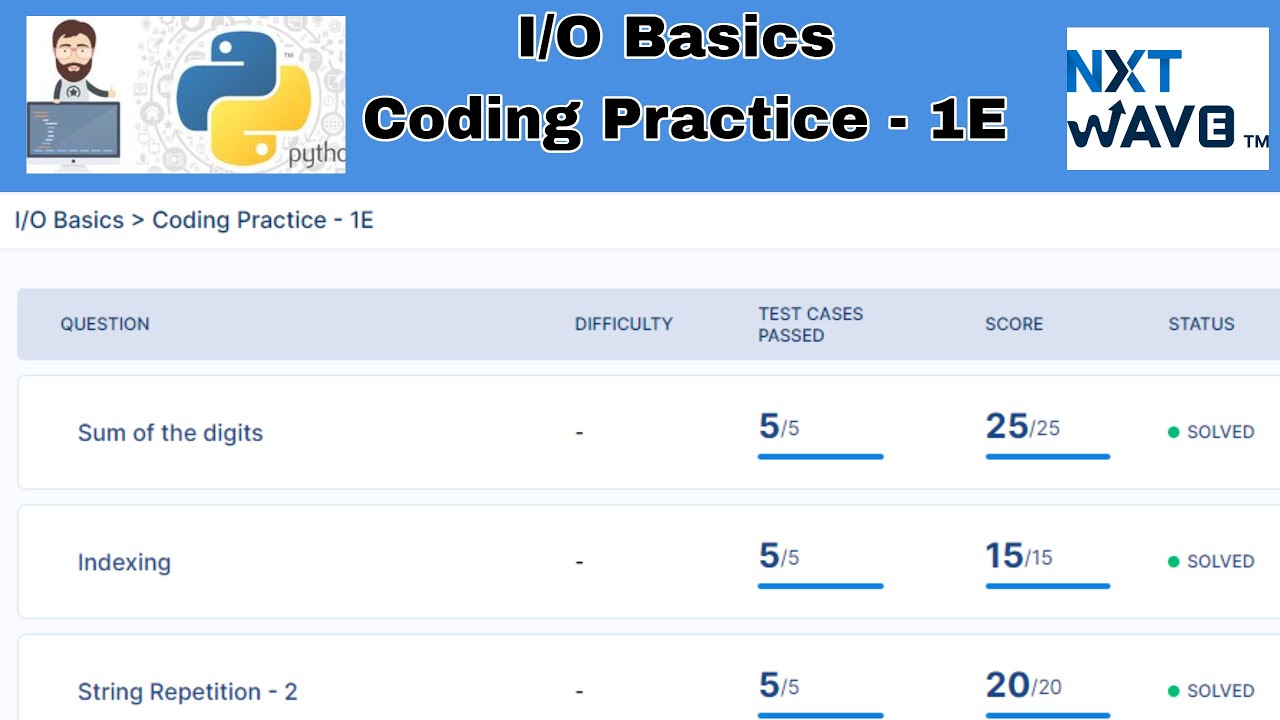 I/O Basics | Coding Practice - 1E Answers | Python | NxtWave | CCBP 4.0