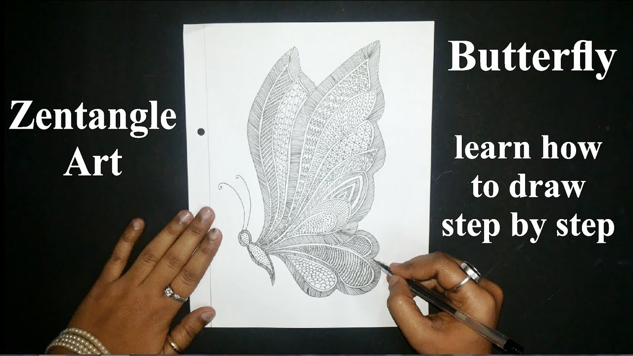 Zentangle Art | Butterfly Drawing | easy tutorial for beginners