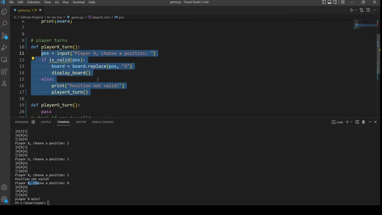 Project #2 -Tic Tac Toe(using Python)