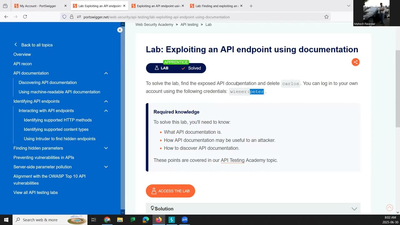 PortSwigger API Test | Lab1