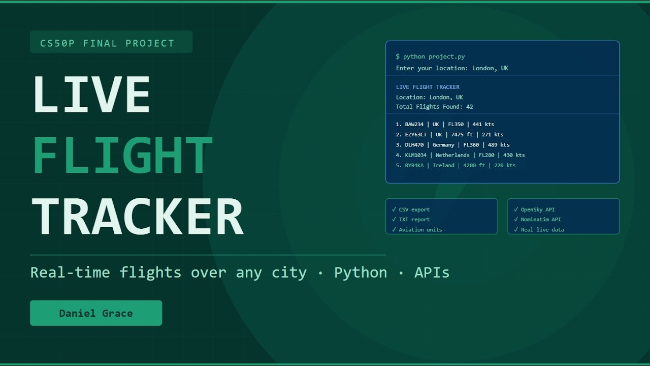 I Built a Live Flight Tracker in Python || CS50P Final Project