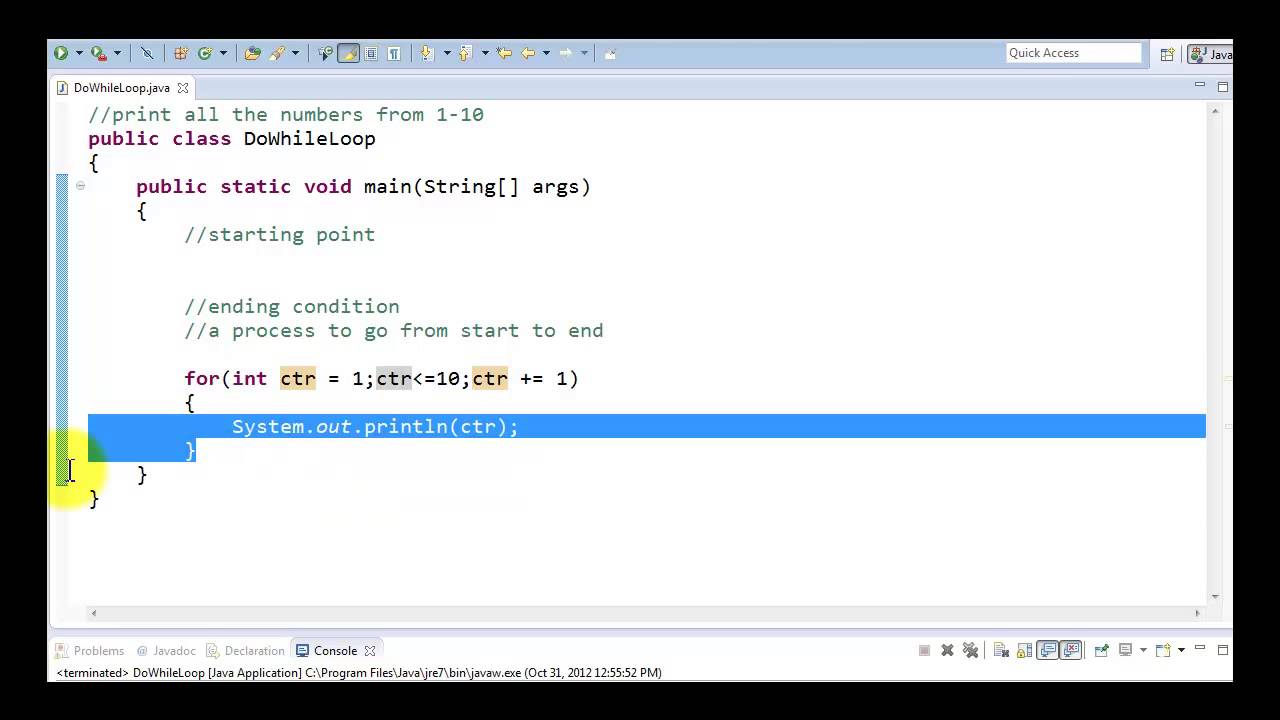 Java Tutorial - Count Controlled For Loop