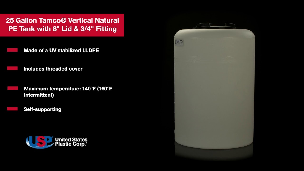 25 Gallon Tamco® Vertical Natural PE Tank - 8