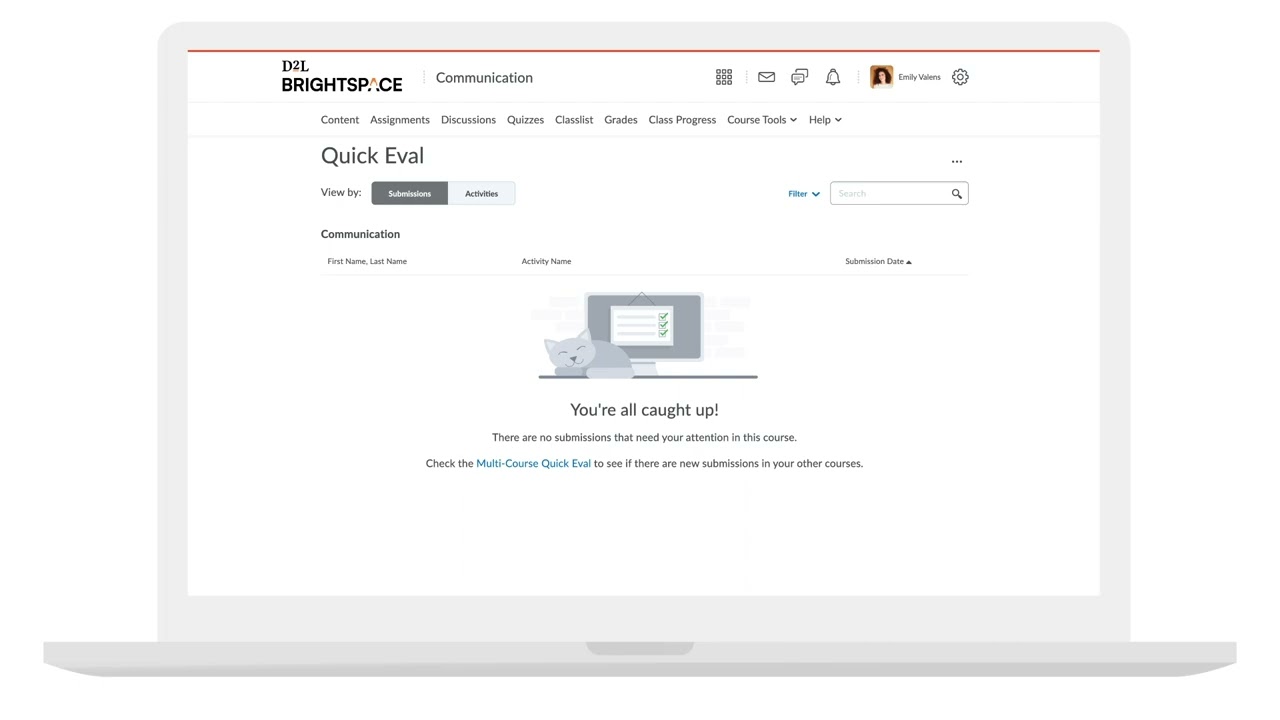 Evaluate faster with Quick Eval in Brightspace