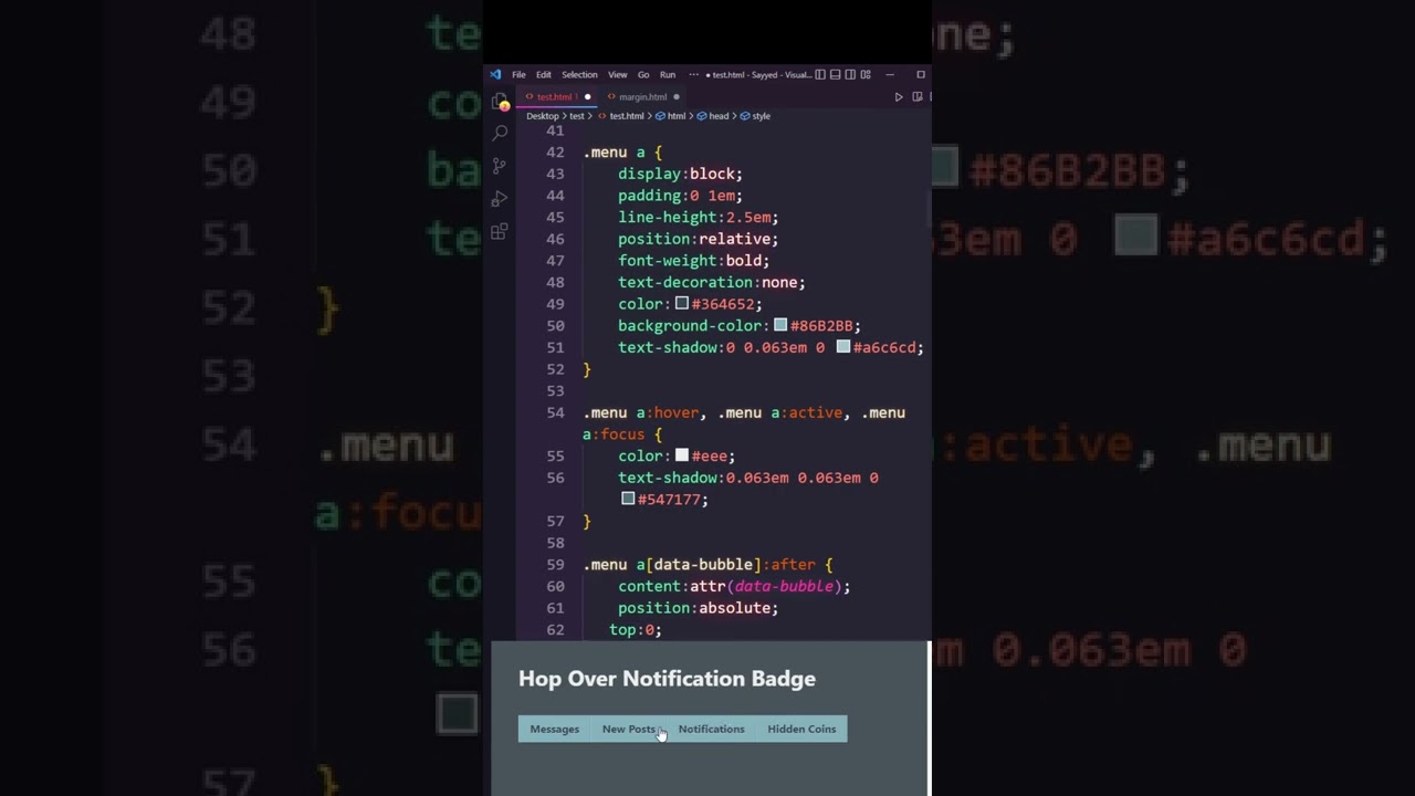 CSS Notification Badge html #shorts
