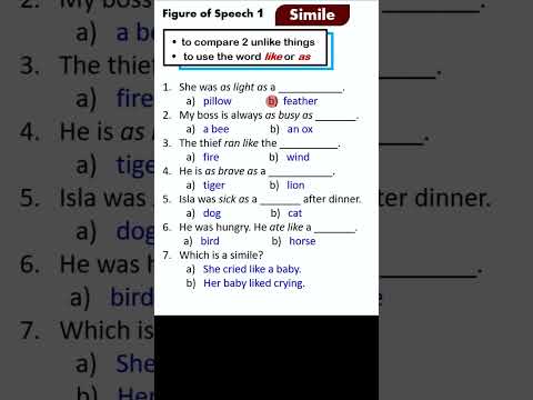 Figure of Speech #Similes #Comparison #7 Questions