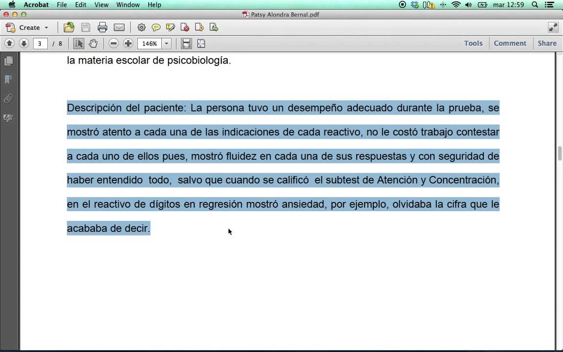 Redacción de Informe Psicológico