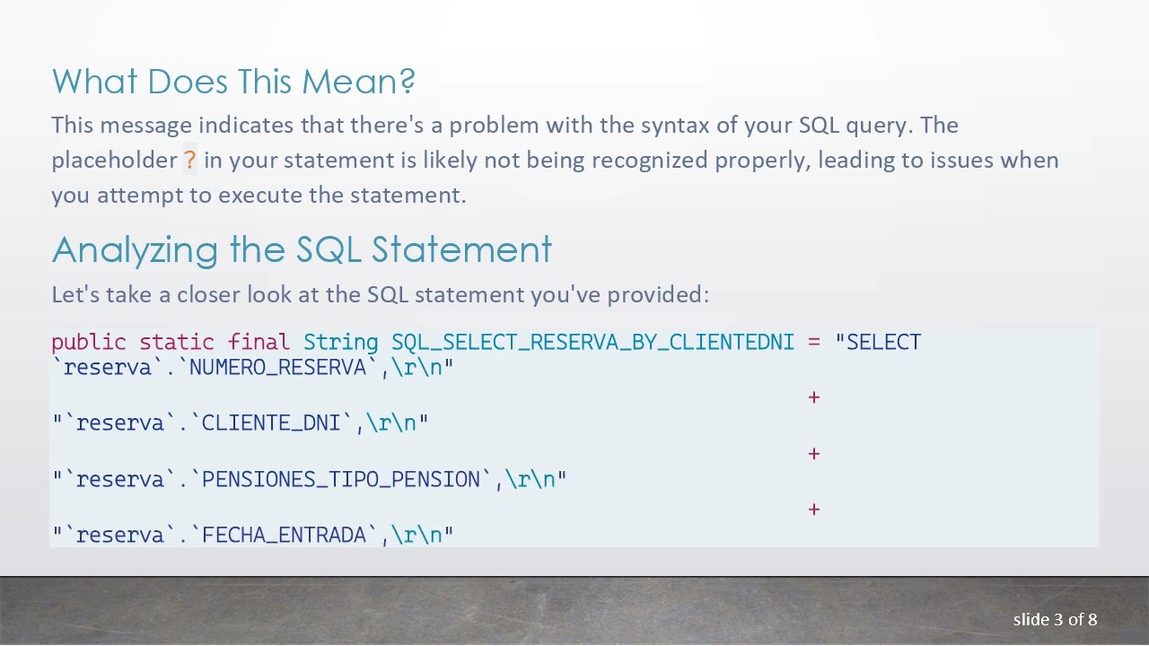 How to Fix JAVA SQL Syntax Error: Error Code 1064 in MySQL