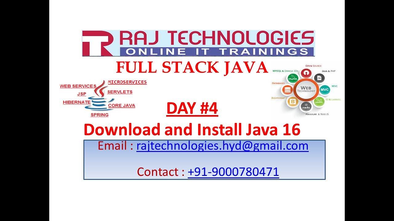 Full Stack Java | Day 4 | Download and Install Java 16 Version | Raj Technologies