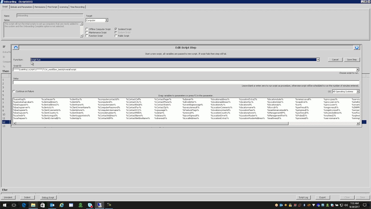 LabTech software modify on-boarding script